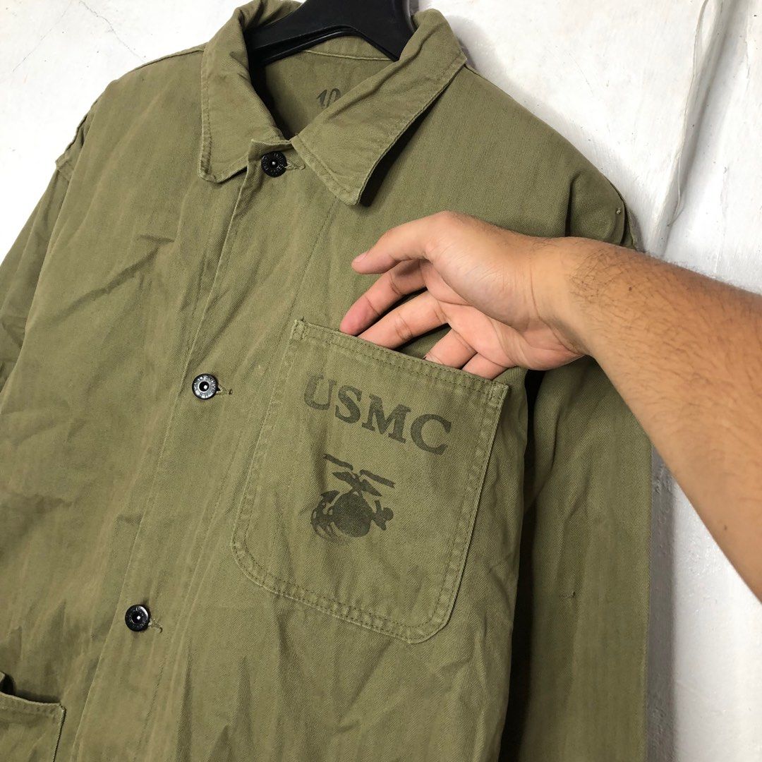 WW2 US HBT USMC Marine Army Coat Casual Wear Retro Green Uniform Jacket ...