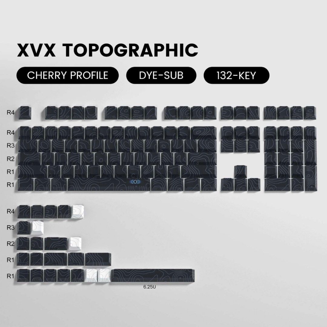 XVX Topographic Cherry Profile Dye-Sub Keycap Set (132-Key), Computers ...