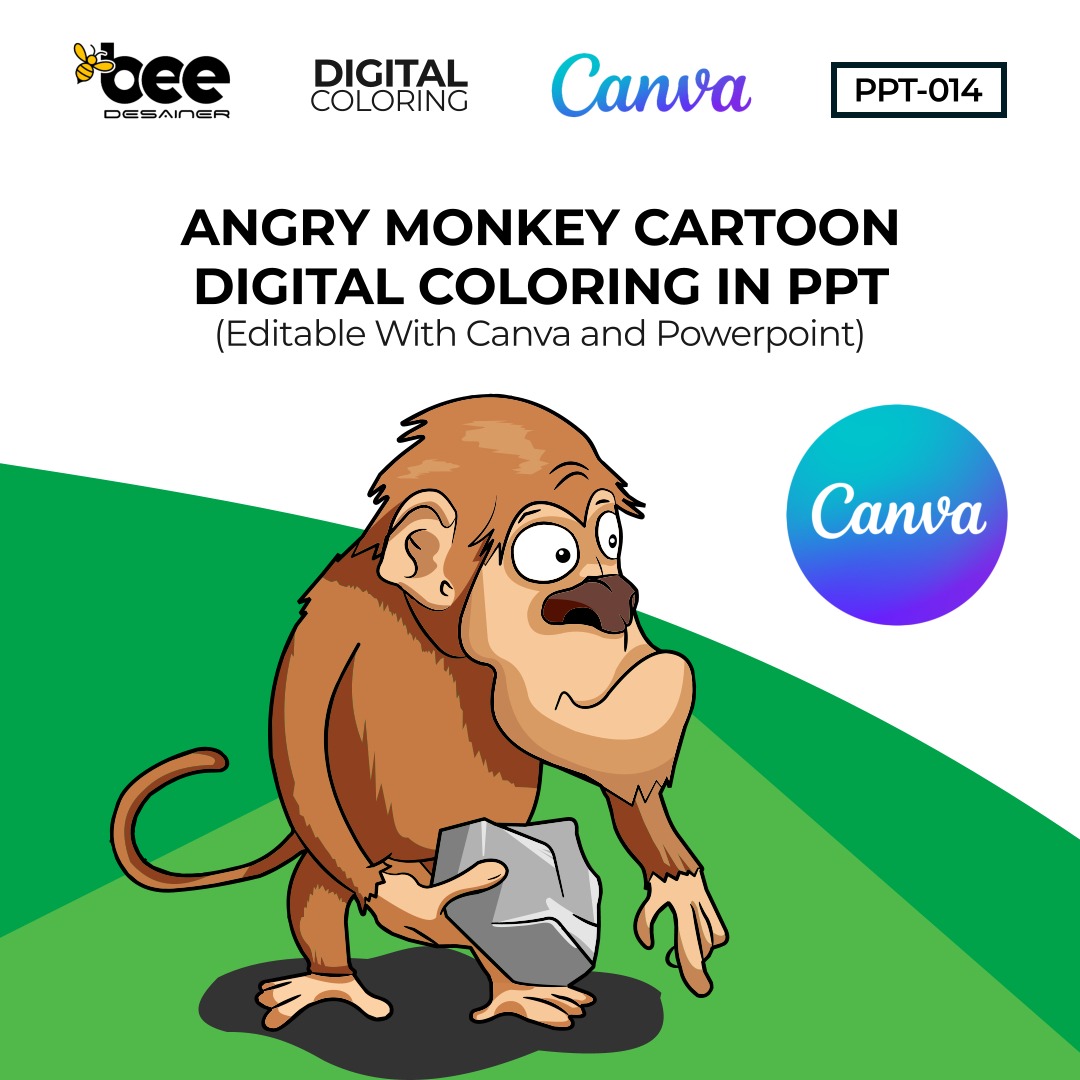 Angry Monkey v1 Digital Coloring Page Dengan Canva & Powerpoint Dalam ...