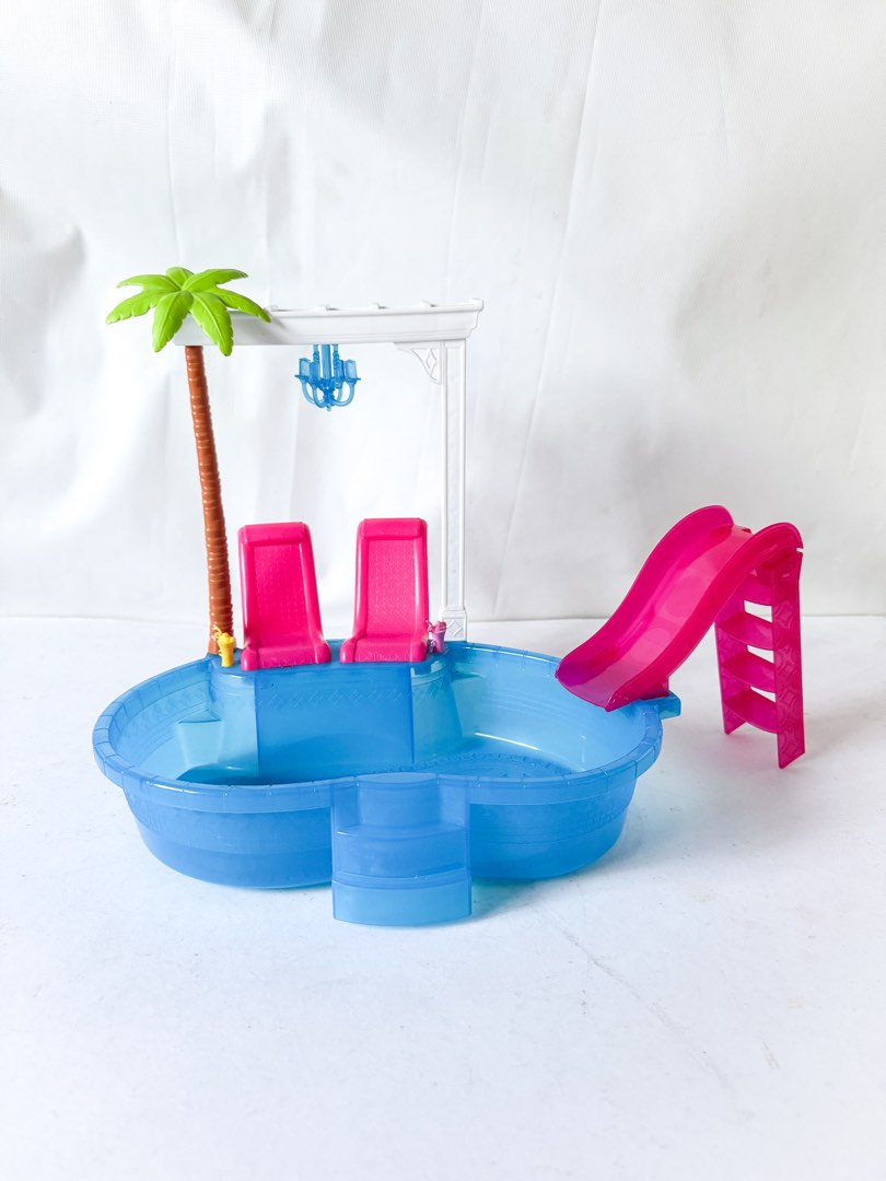 Barbie Glam Pool and Slide with Chairs, Chandelier and Smoothies ...