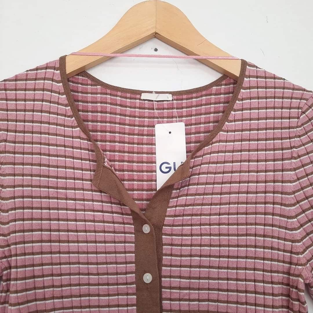 Cardigan Crop Lidi Salur GU Uniqlo Dusty Pink - NEW WITH ORIGINAL TAG ...
