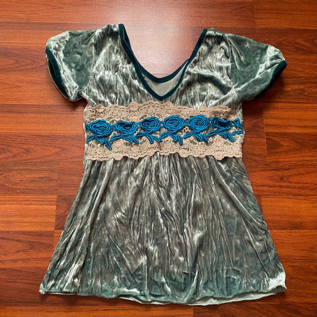 Cottage Core Top (Indie, Y2K, Fairy Core, Coquette, Eclectic), Women's ...