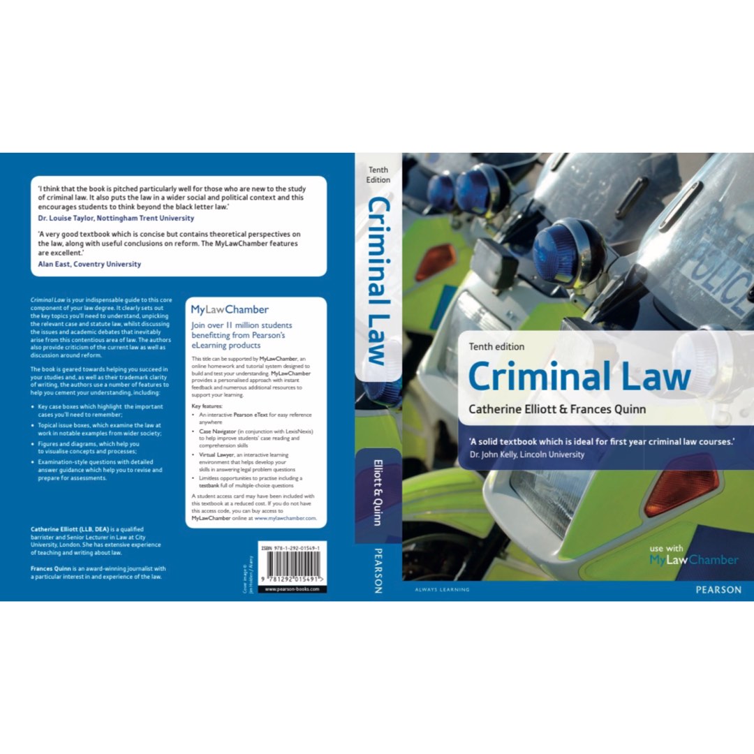 Criminal Law Textbook 10th Edition Catherine Elliot and Frances Quinn ...