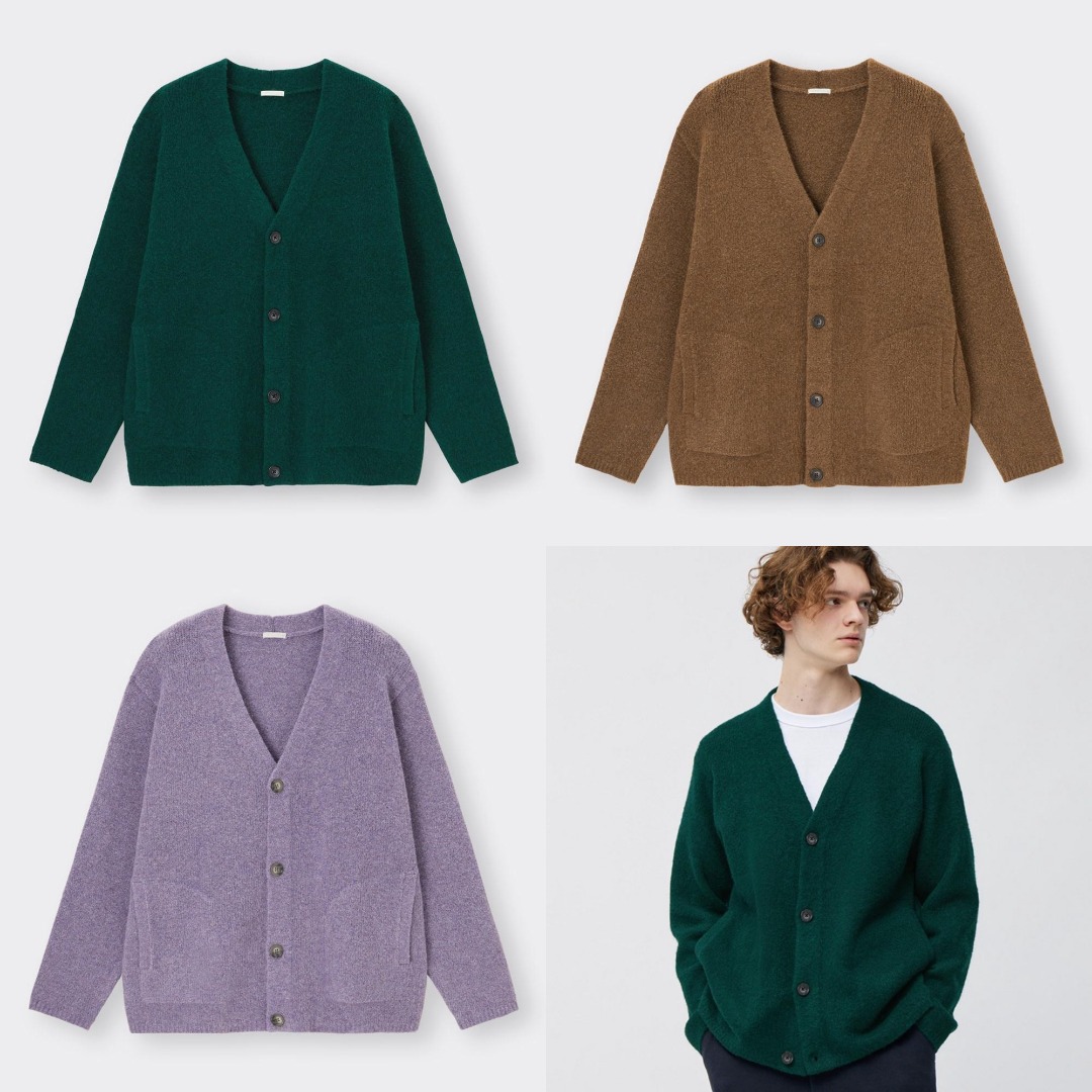 GU Brushed Yarn Cardigan - Brown/Purple XL, Men's Fashion, Coats ...