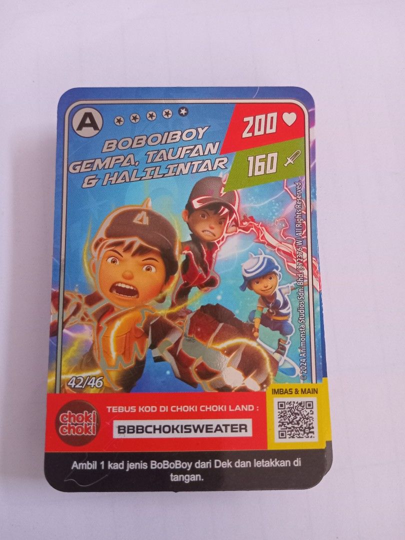 Kad Choki choki A Boboiboy Kuasa 3, Hobbies & Toys, Toys & Games on ...