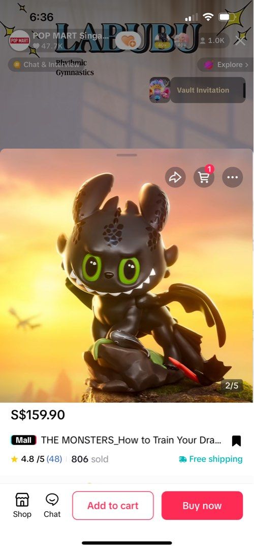 Labubu x How to train your Dragon figurine POPMART, Hobbies & Toys ...