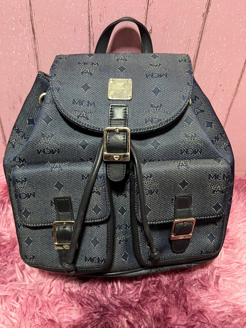 Limited edition MCM denim backpack, Luxury, Bags & Wallets on Carousell