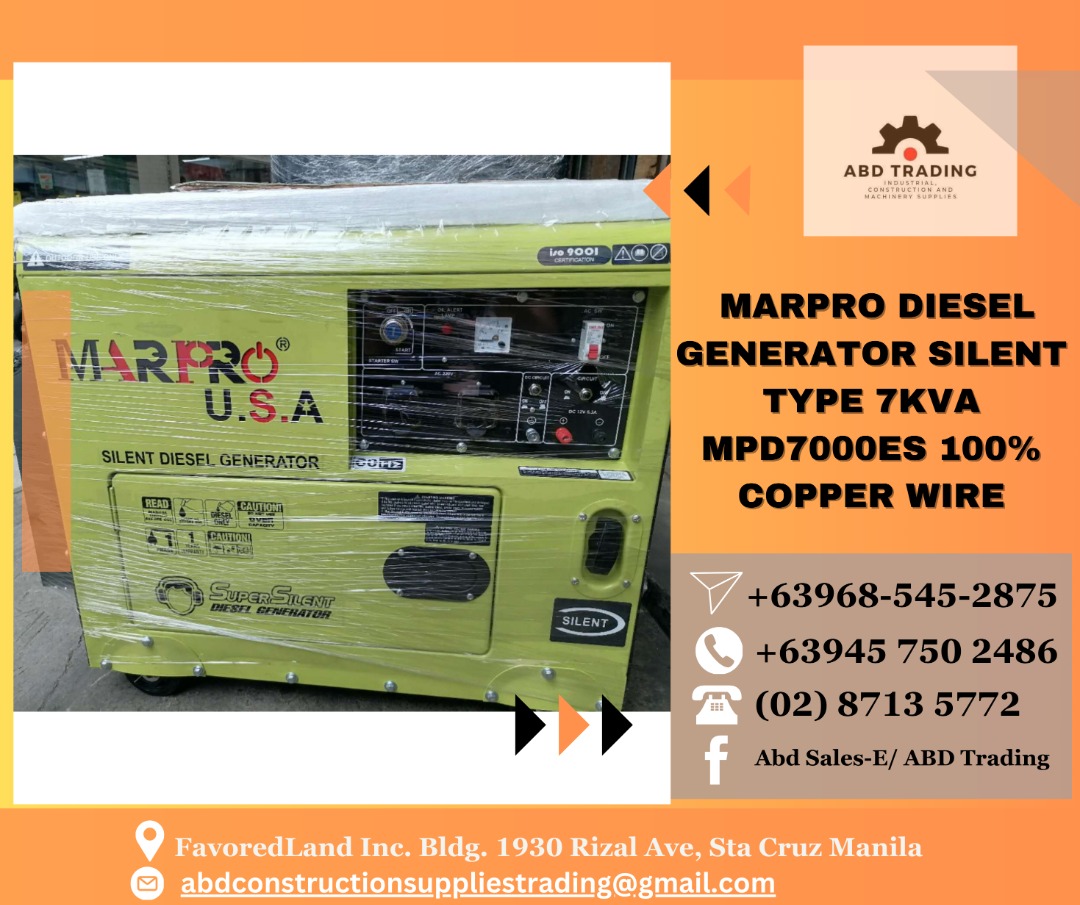 MARPRO DIESEL GENERATOR SILENT TYPE 7KVA MPD7000ES 100% COPPER WIRE ...