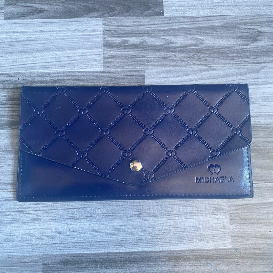 Michaela Long Wallet Slim Navy Blue envelope style, Women's Fashion ...