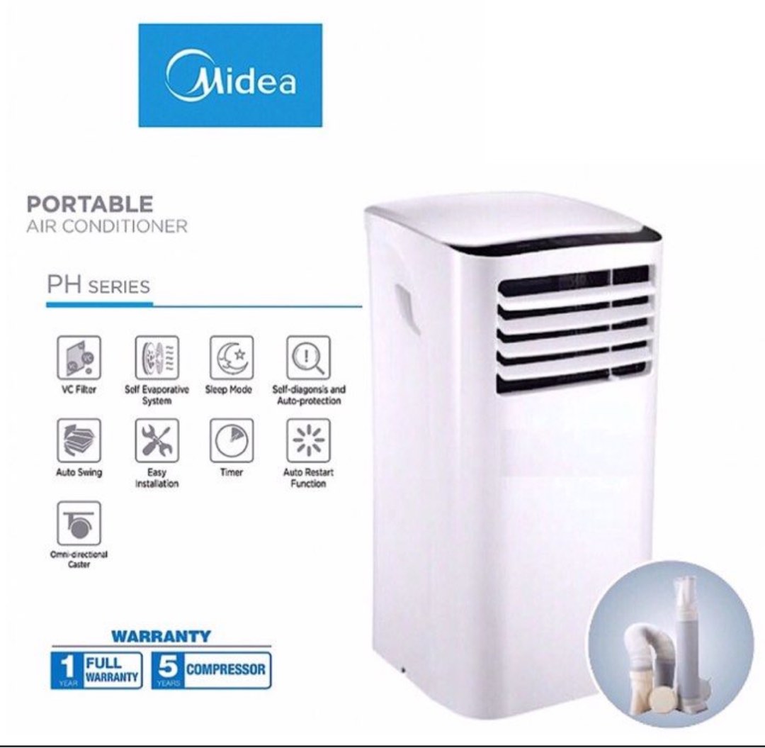 MIDEA 1HP Portable Air Conditioner Mobile Aircond, TV & Home Appliances ...