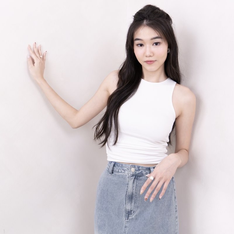 Mikayla (BARE/BASIC) PX3592 Marisa Padded Racercut Side Ruched Top in ...