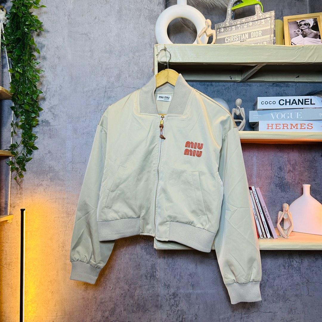Miu miu bomber jacket, Luxury, Apparel on Carousell