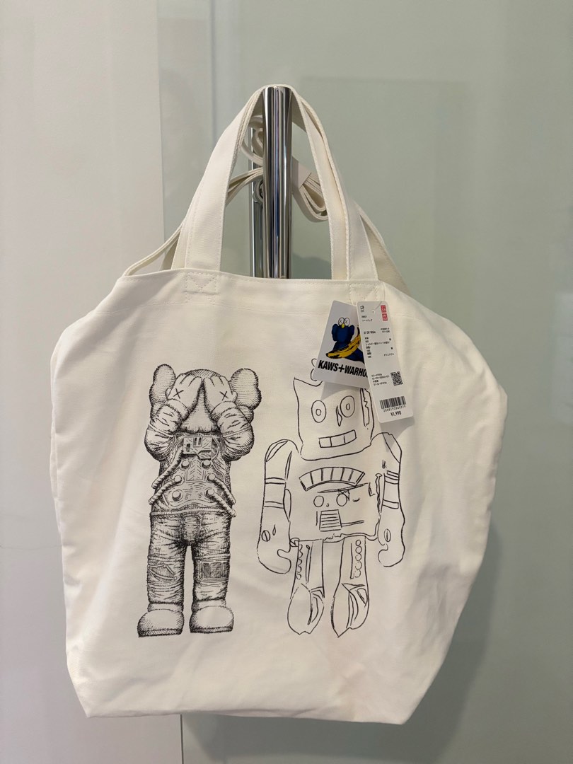 New UNIQLO X Kaws + Andy Warhol Collaboration Tote Bag, Women's Fashion ...