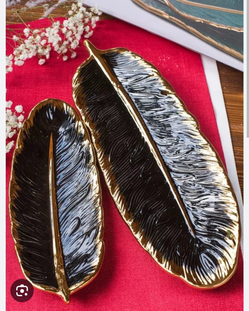 NORDIC DESIGN MODERN LUXURY CERAMIC FEATHER PLATE DESSERT FRUIT TRAY ...