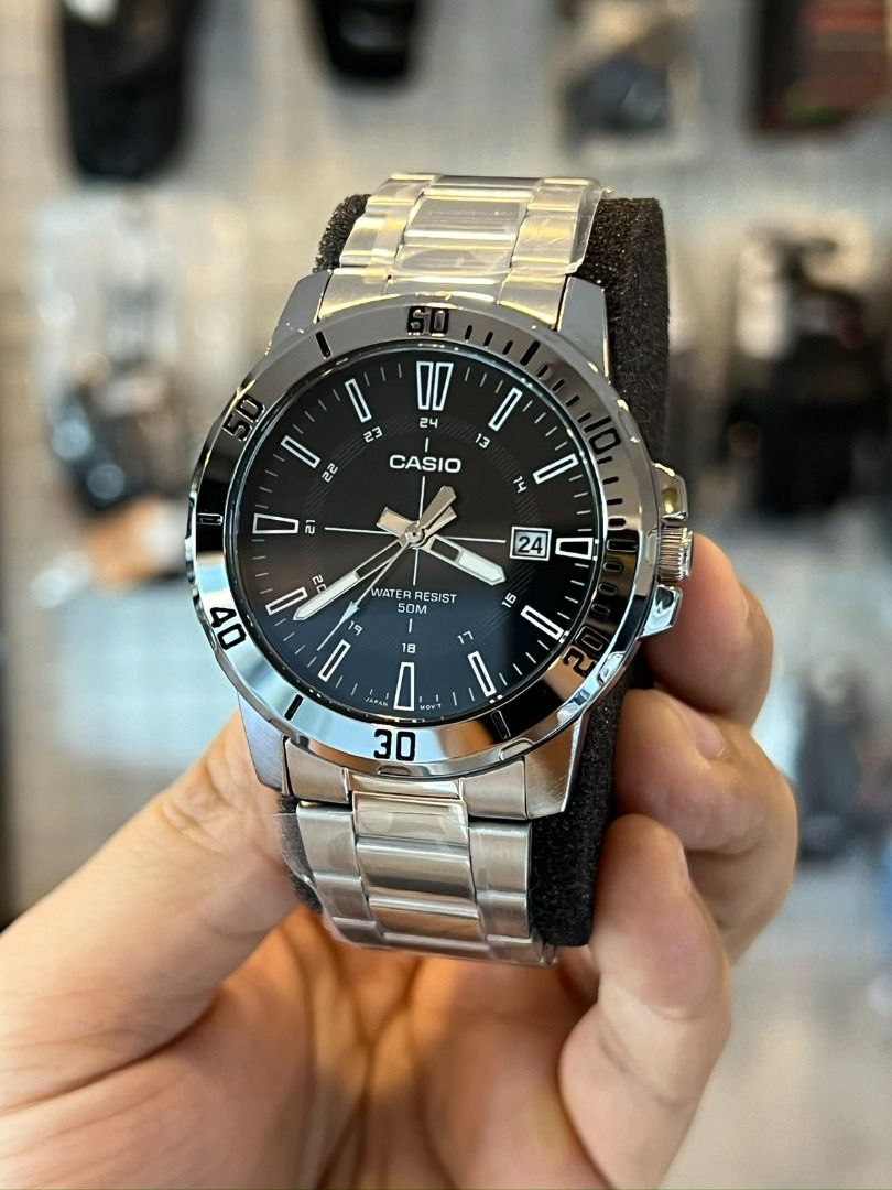 ORIGINAL CASIO Analog Black Dial Stainless Steel Men's Watch MTP-VD01D-1C, Luxury, Watches on ...