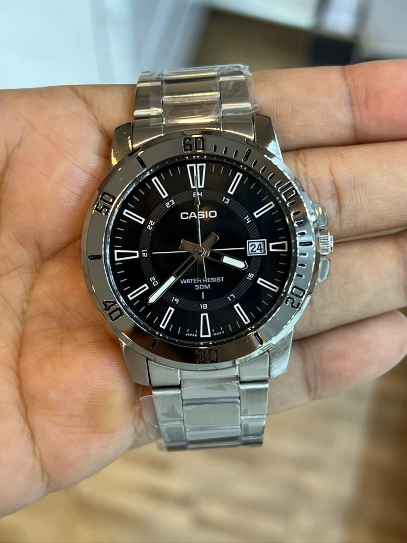 ORIGINAL CASIO Analog Black Dial Stainless Steel Men's Watch MTP-VD01D-1C, Luxury, Watches on ...