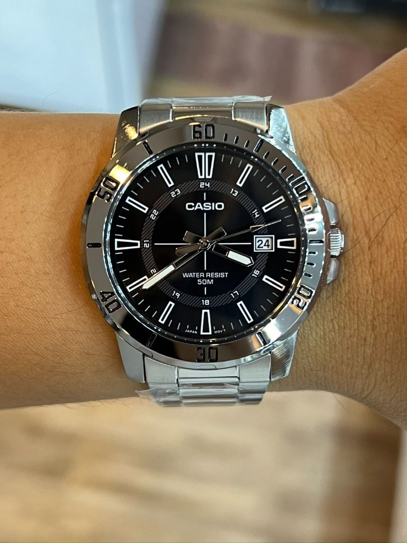 ORIGINAL CASIO Analog Black Dial Stainless Steel Men's Watch MTP-VD01D-1C, Luxury, Watches on ...