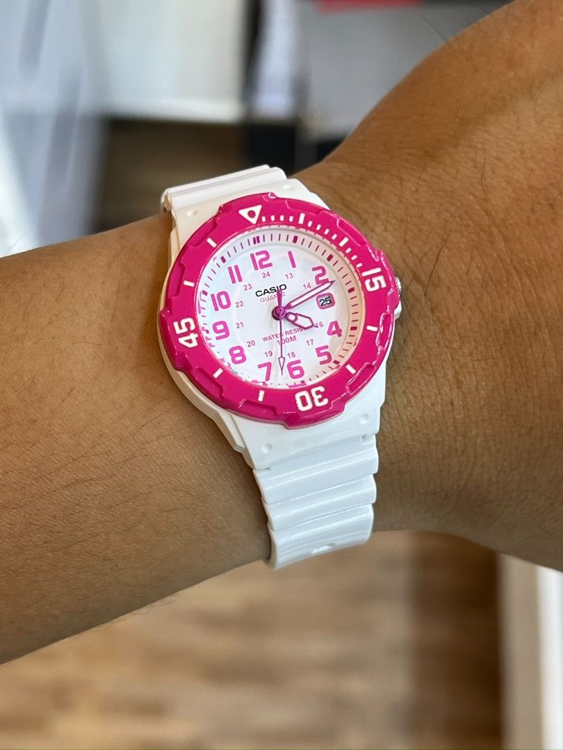 ORIGINAL CASIO Analog White Resin Band Ladies Watch LRW-200H-4B, Luxury ...