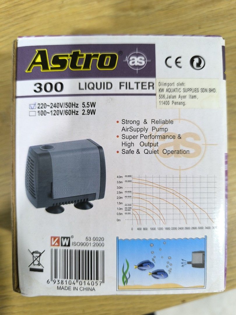 Pam Akuarium Astro Liquid Filter 300 Strong Air Supply Pump, Sports ...