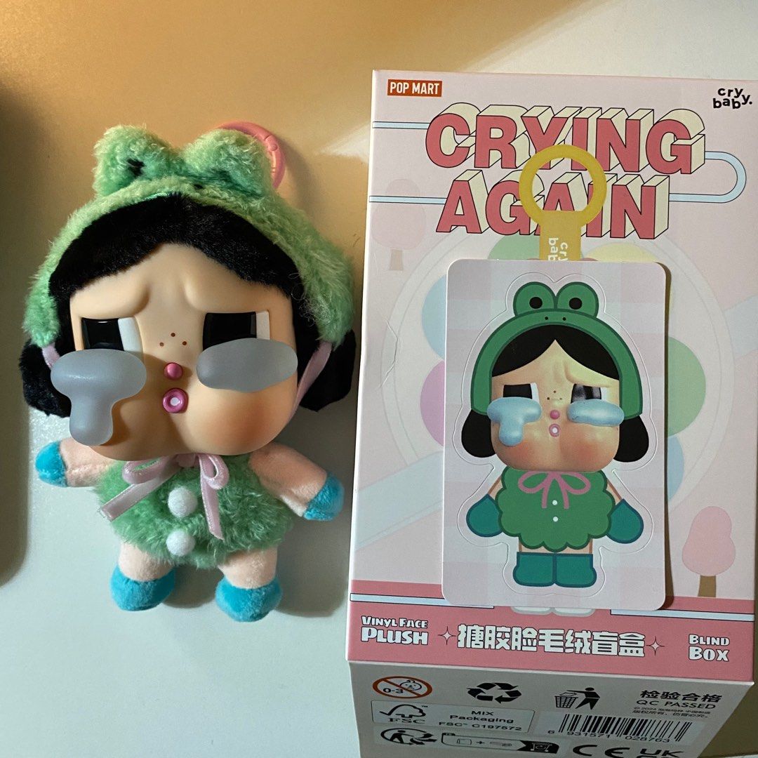 POP MART CRYBABY Crying Again Series-Vinyl Face Plush (WHAT A FROG ...