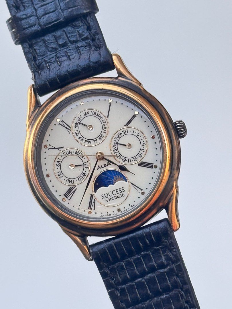 Rare Seiko Alba Success Vintage Sun and Moon Phase Watch, Men's Fashion ...
