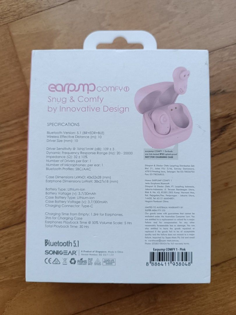 Sonic Gear sonicgear earpump comfy wireless BT Bluetooth earphones tws snug and comfy, Audio ...