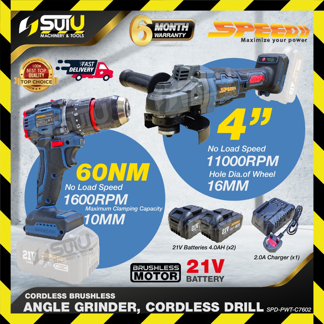 SPEED SPD-PWT-C7602 21V 2IN1 Combo Set (SPD-PWT-S6603 Drill + SPD-PWT ...