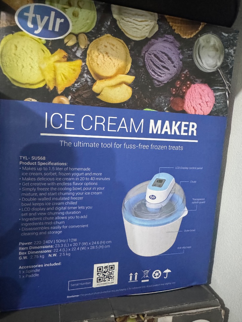 Tyler ice cream maker, Furniture & Home Living, Kitchenware & Tableware ...