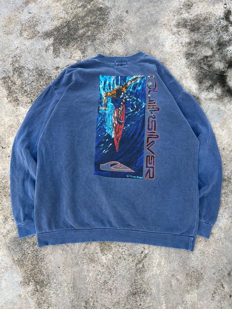 Vintage Quicksilver Big Logo Back hit Sweetshirts 90s USA, Men's ...