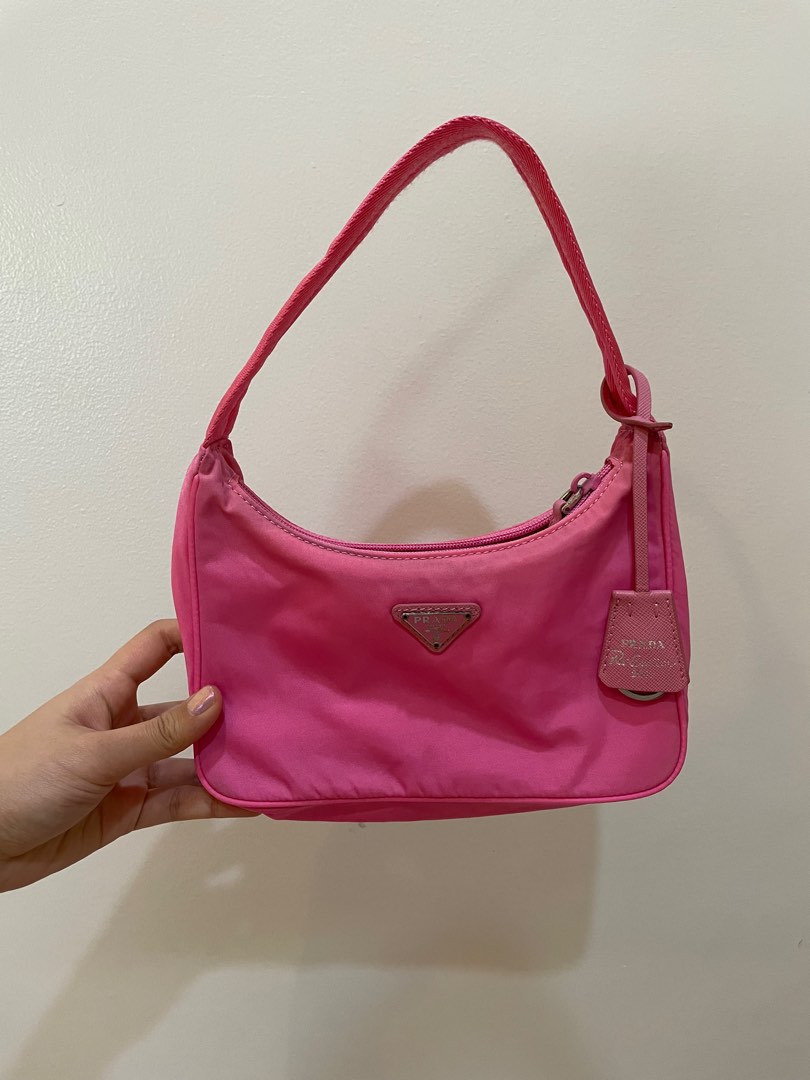 Vintage rare find hot pink Prada nylon shoulder bag lampo zipper ...