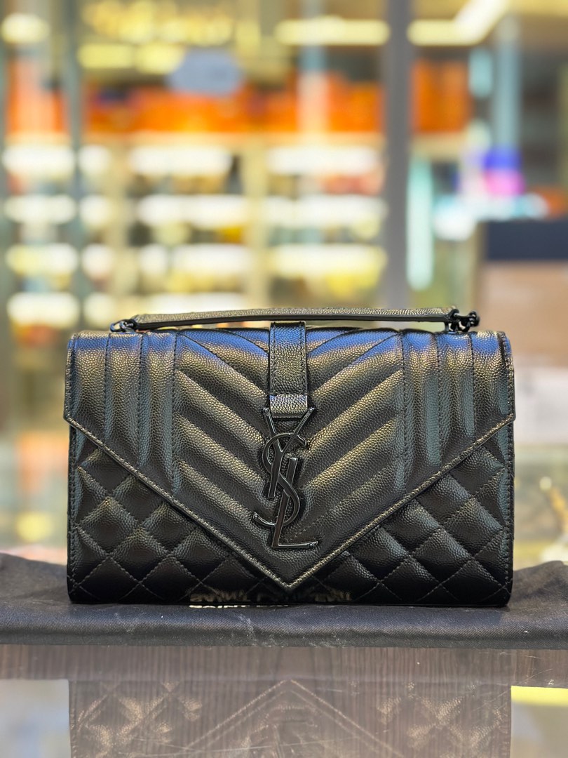 YSL So Black Small Envelope Flapbag, Luxury, Bags & Wallets on Carousell