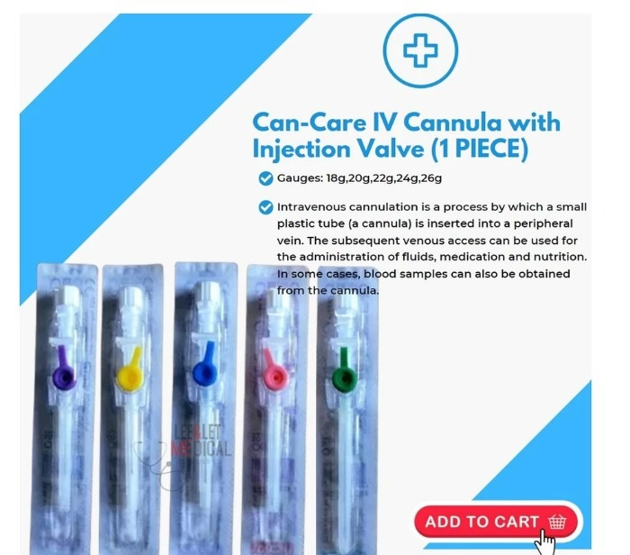 Can-Care IV Cannula with Injection Valve (1 PIECE), Health & Nutrition ...