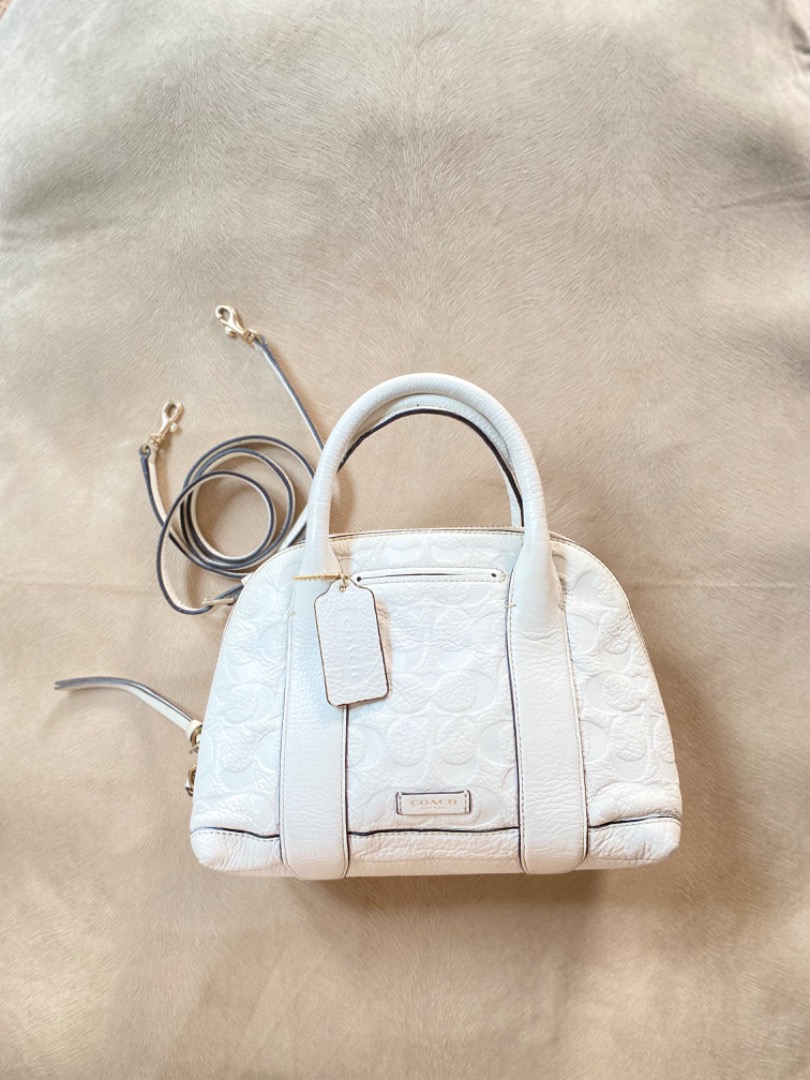 Coach Bleecker Mini Preston Satchel Signature Bag, Fesyen Wanita, Tas ...