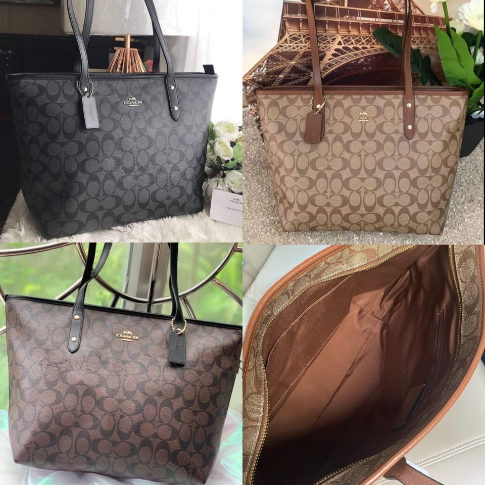 Coach F58292 Classic City Zip Tote in Signature Coated Canvas and ...