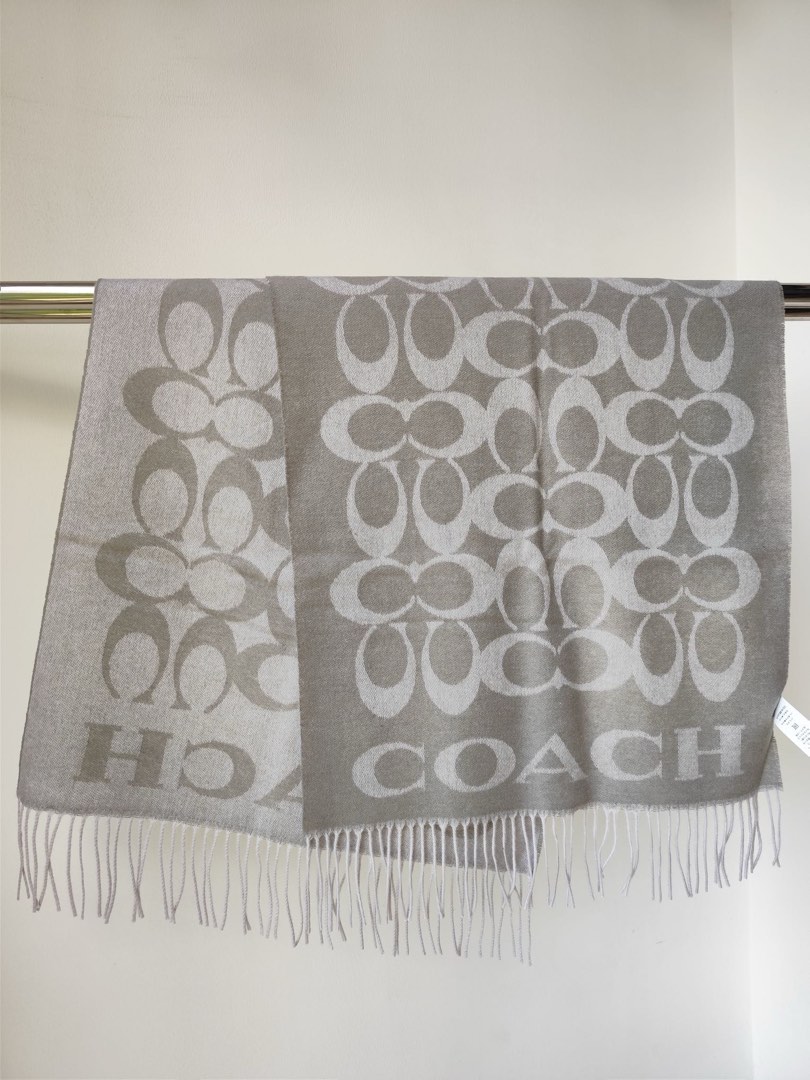 Coach women shawl in grey, Luxury, Bags & Wallets on Carousell