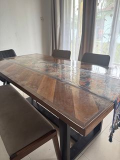 VINTAGE DINING TABLE MERBAU WOOD EXTRA LARGE RARE & SOLID & HEAVY ...