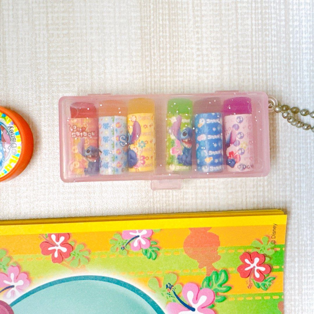 Disney Stitch Paper Note _ Eraser Set Box Chain & Stamp, Hobbies & Toys ...
