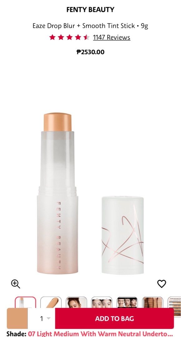 Fenty Beauty Eaze Drop Blur + Smooth Tint Stick, Beauty & Personal Care ...