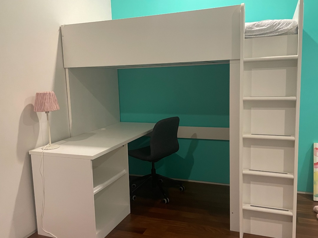 Ikea Stuva Loft Bed and Desk with twin mattress, Furniture & Home ...