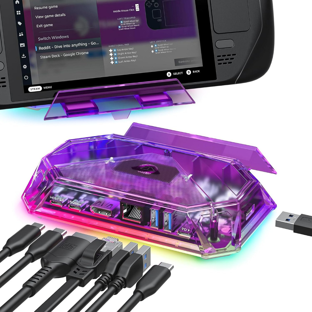 JSAUX HB0801S Purple 8-Port RGB Docking Station Pro USB-C 8-in-1 ...