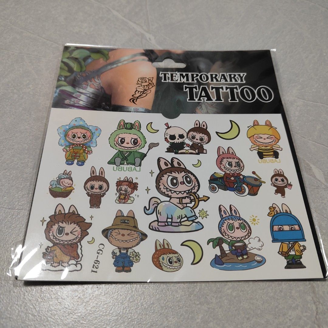 Labubu Temporary Tattoo not popmart pendant plush, Hobbies & Toys, Art ...
