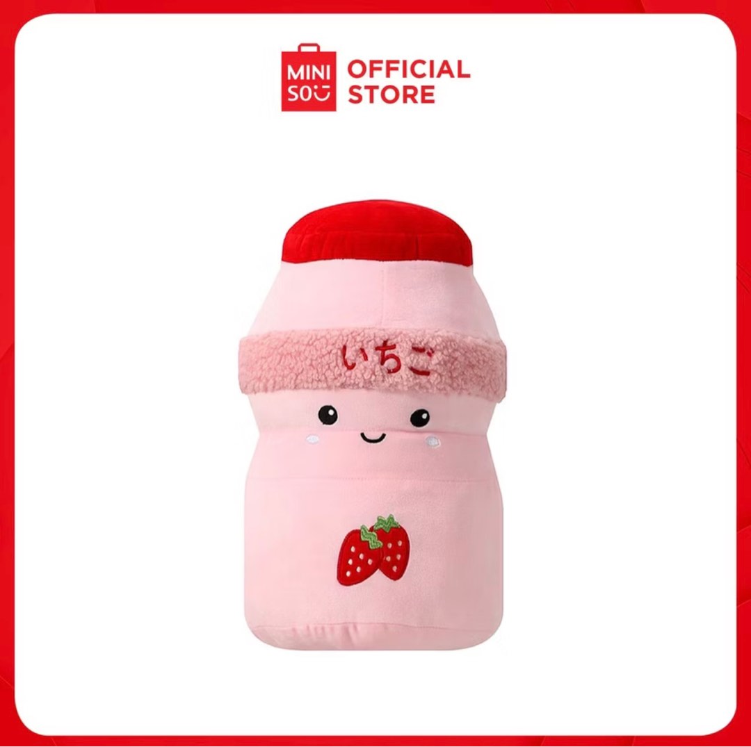 miniso strawberry milkshake yakult stuffed toy, Hobbies & Toys, Toys ...