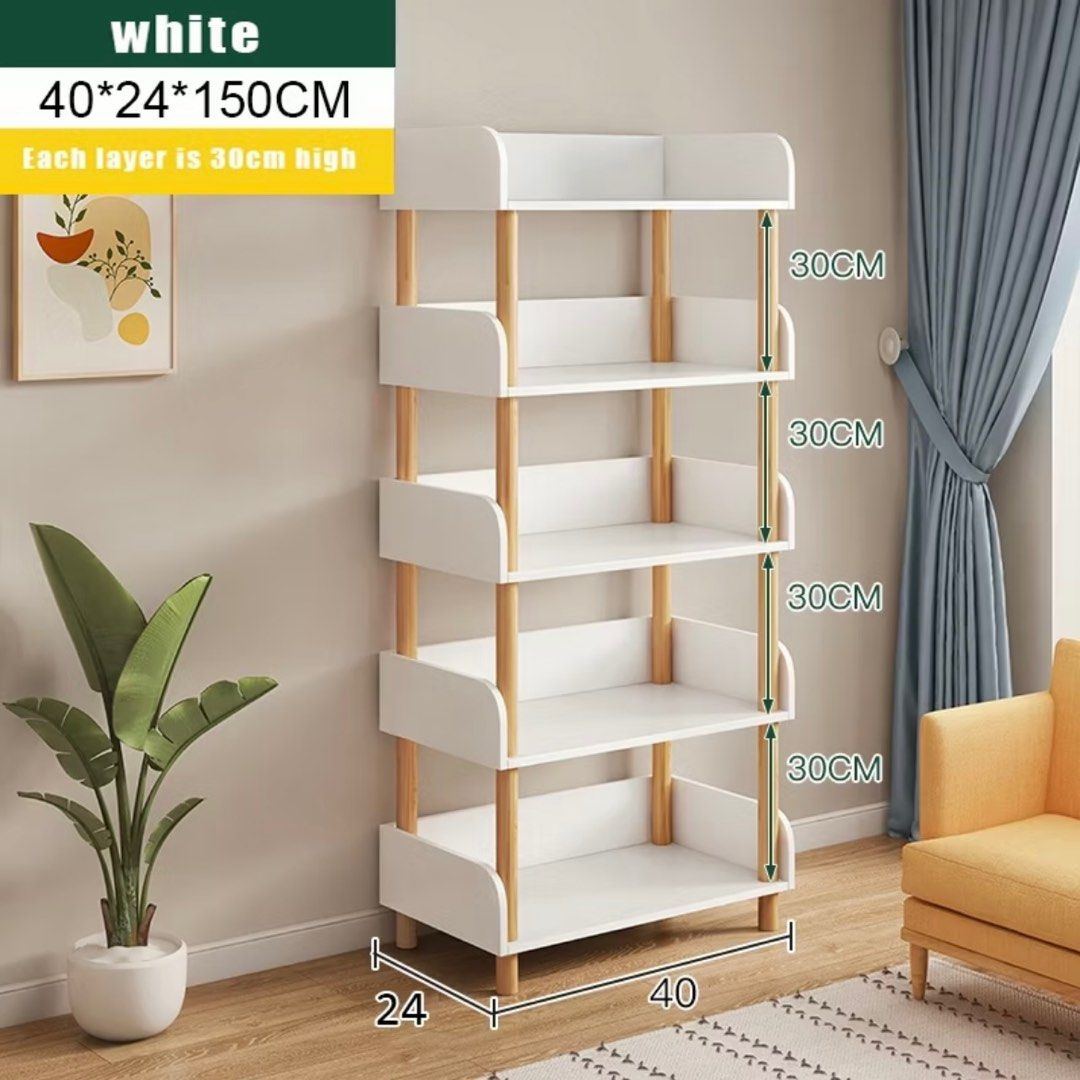 Multilayered Wooden Bookshelf | 5/6 Tier Living Room Floor Standing ...