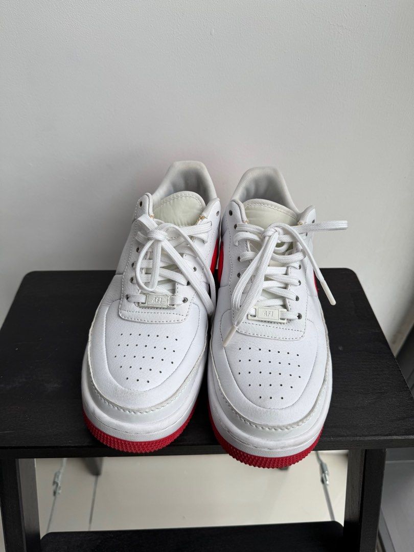 Nike Air Force 1 Jester in white and university red, Women's Fashion ...