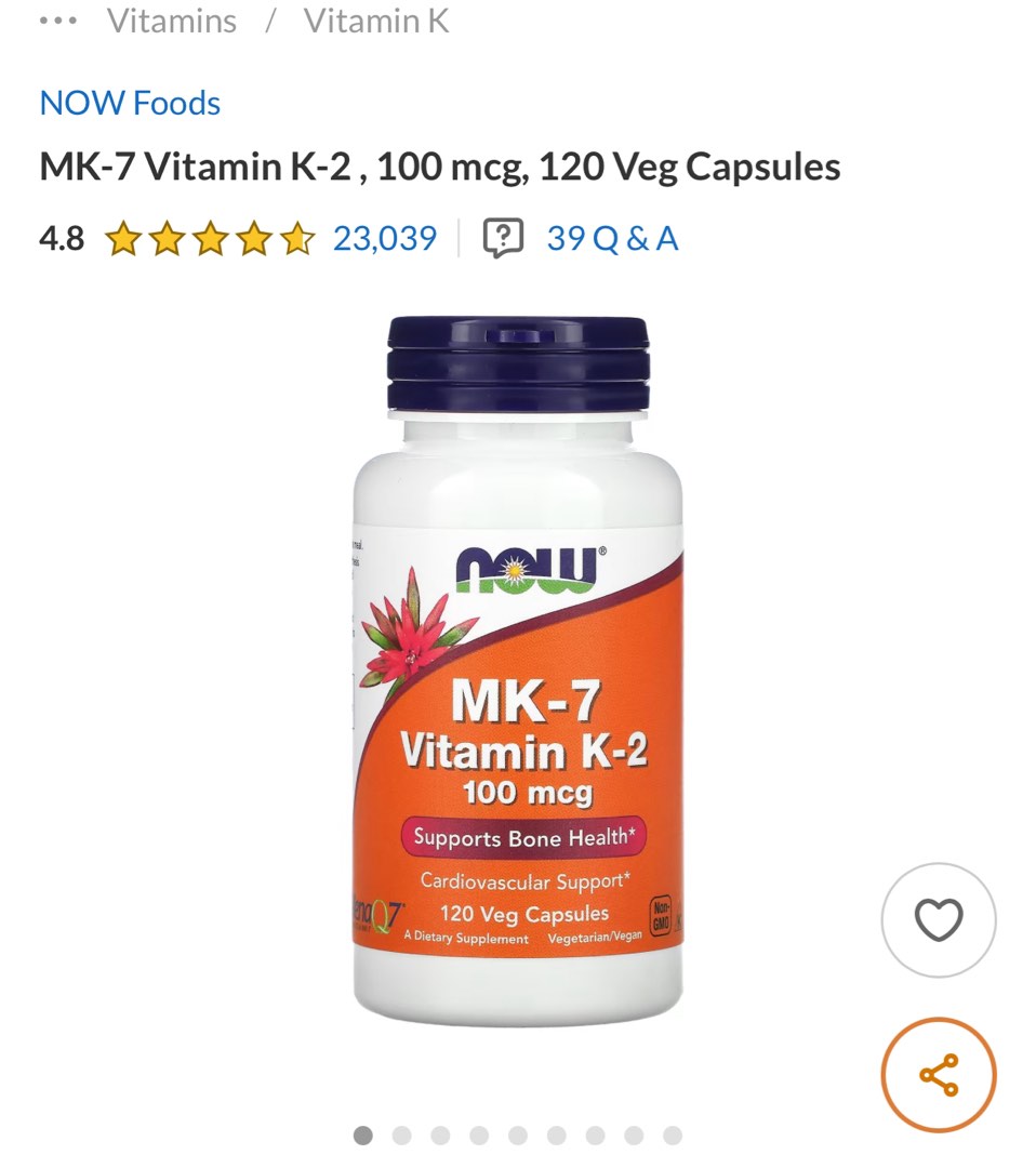 Now vitamin k2 mk7 100 mcg - almost new 110 caps left, Health ...