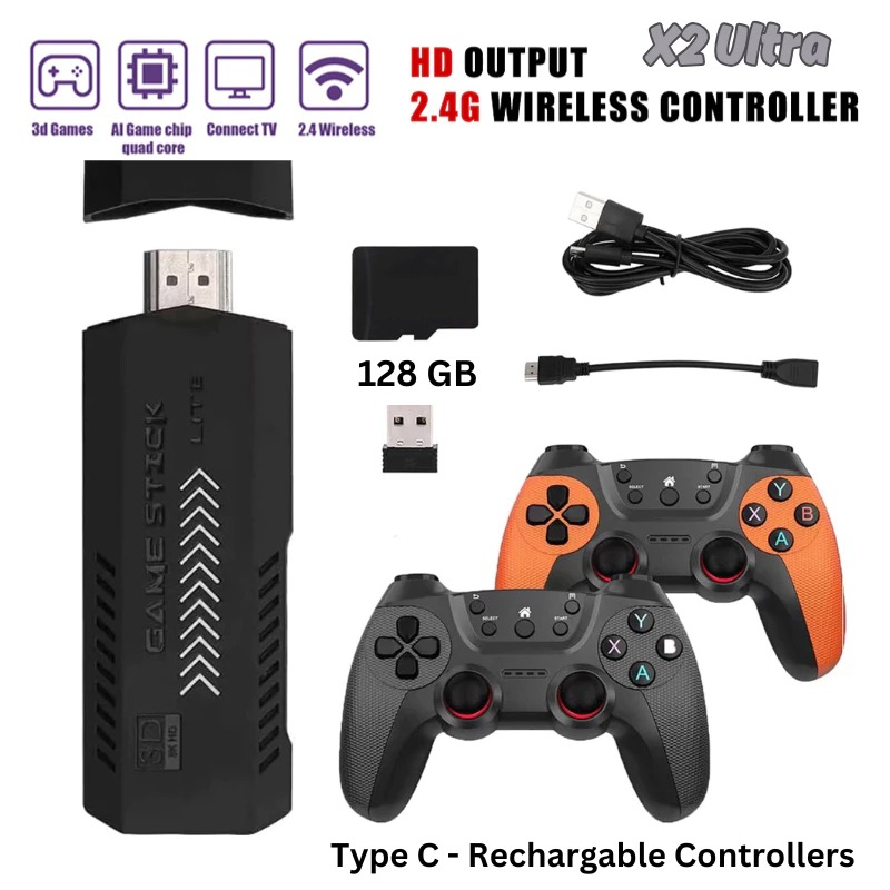 RETRO GAME CONSOLE with 2 controllers 64GB/128GB/256GB Portable ...