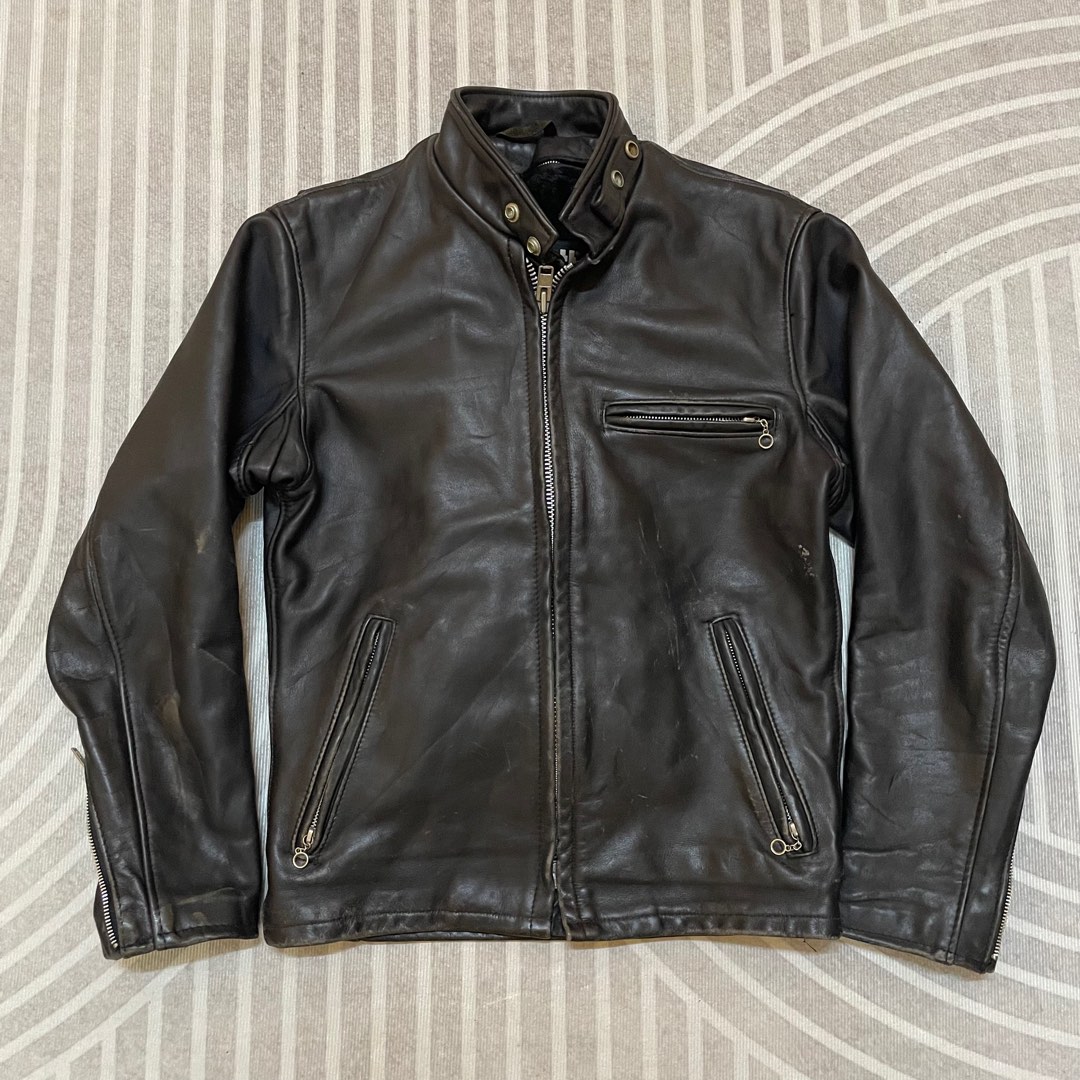 Schott 141 Cafe Racer Leather jacket saiz 36 USA, Men's Fashion, Coats ...