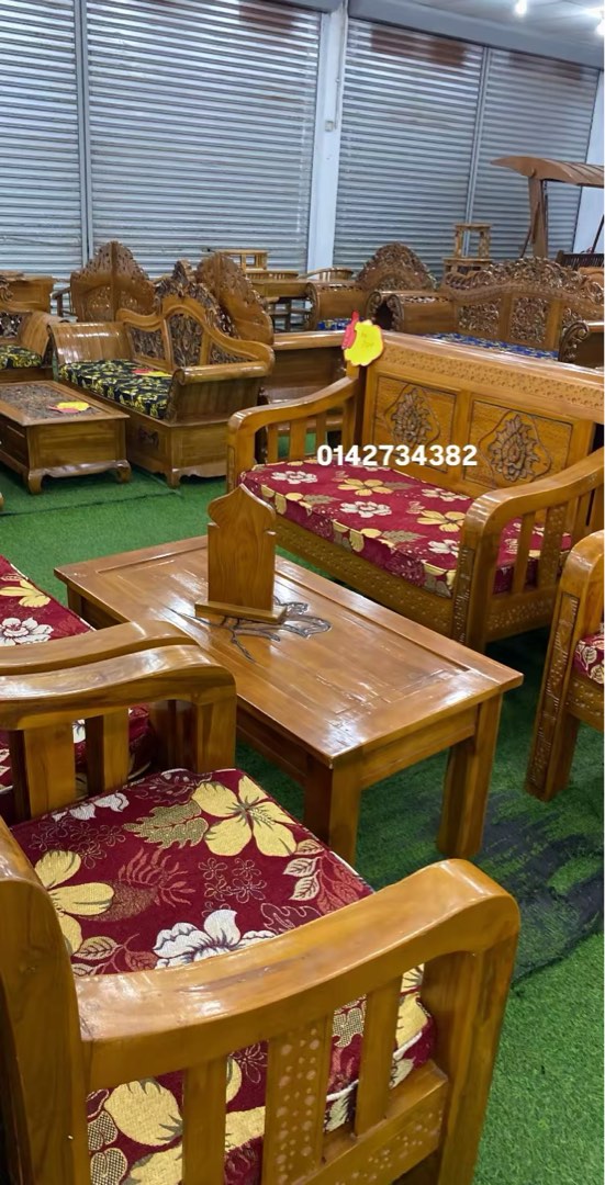 Set sofa bawah 3k kayu jati gred A+ free pehantaran, Furniture & Home ...
