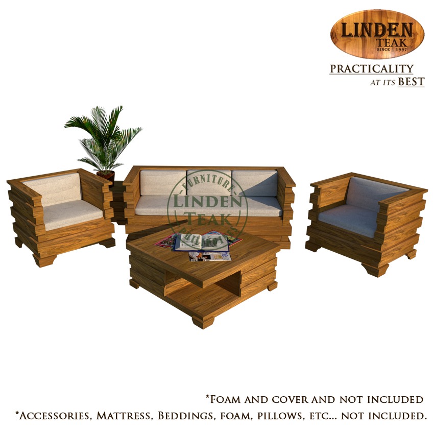 Solid Teak Wood New Cube Sofa Set, Furniture & Home Living, Furniture ...