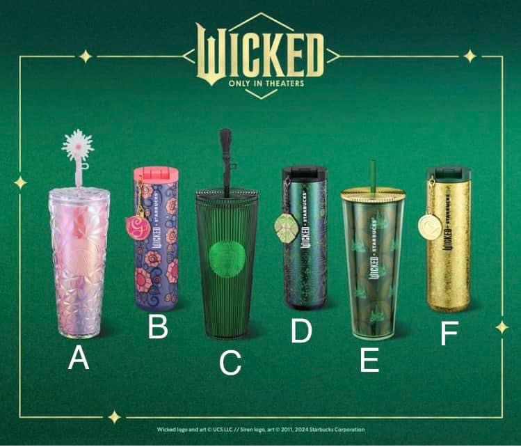 Glida / Elphaba Starbucks x Wicked Cold Cup and Stainless Tumblers ...